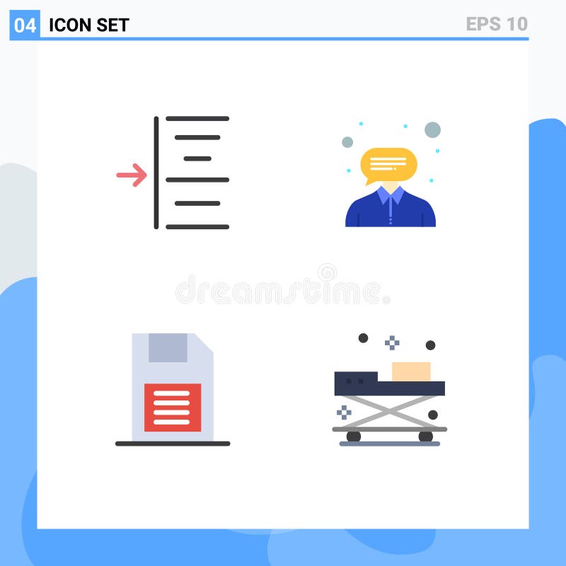 Pictogram Set of 4 Simple Flat Icons of Indent, Mobile Chip, Consultant ...
