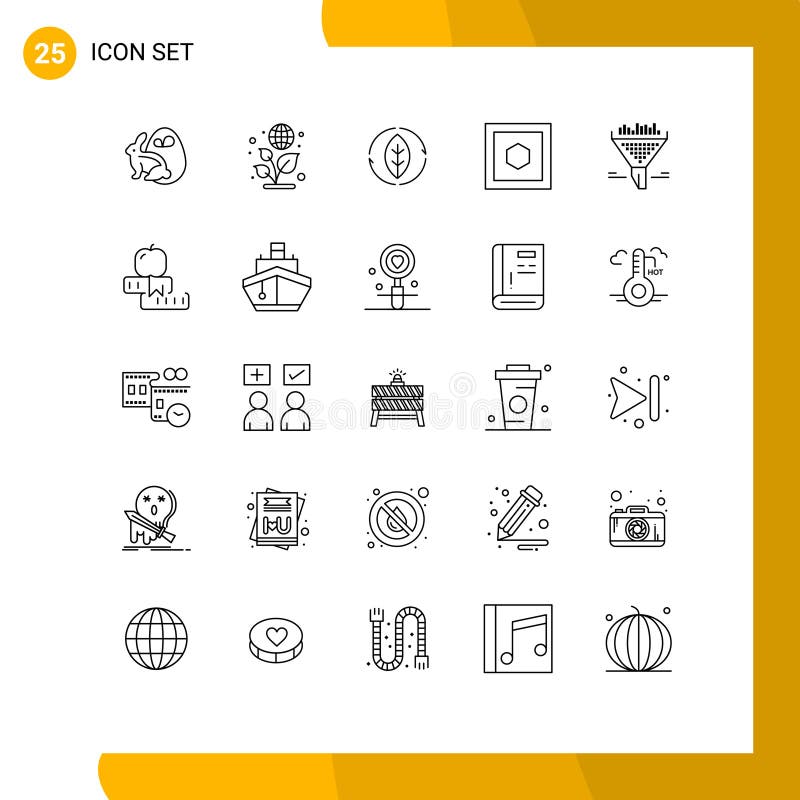 Pictogram Set of 25 Simple Lines of Sort, Data, Green, Filter, Shape ...
