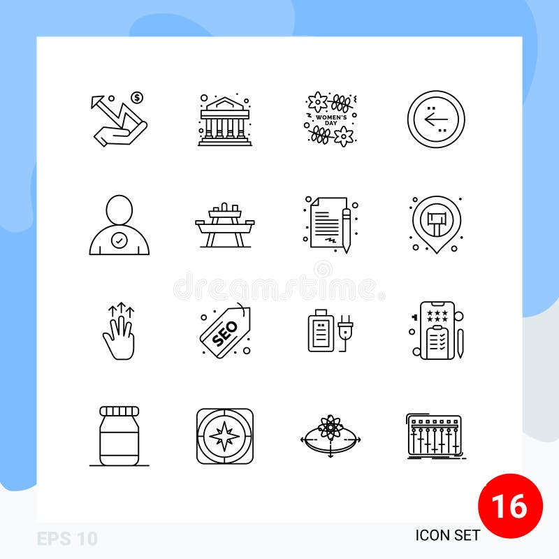Pictogram Set of 16 Simple Outlines of Complete, Left, Organization ...