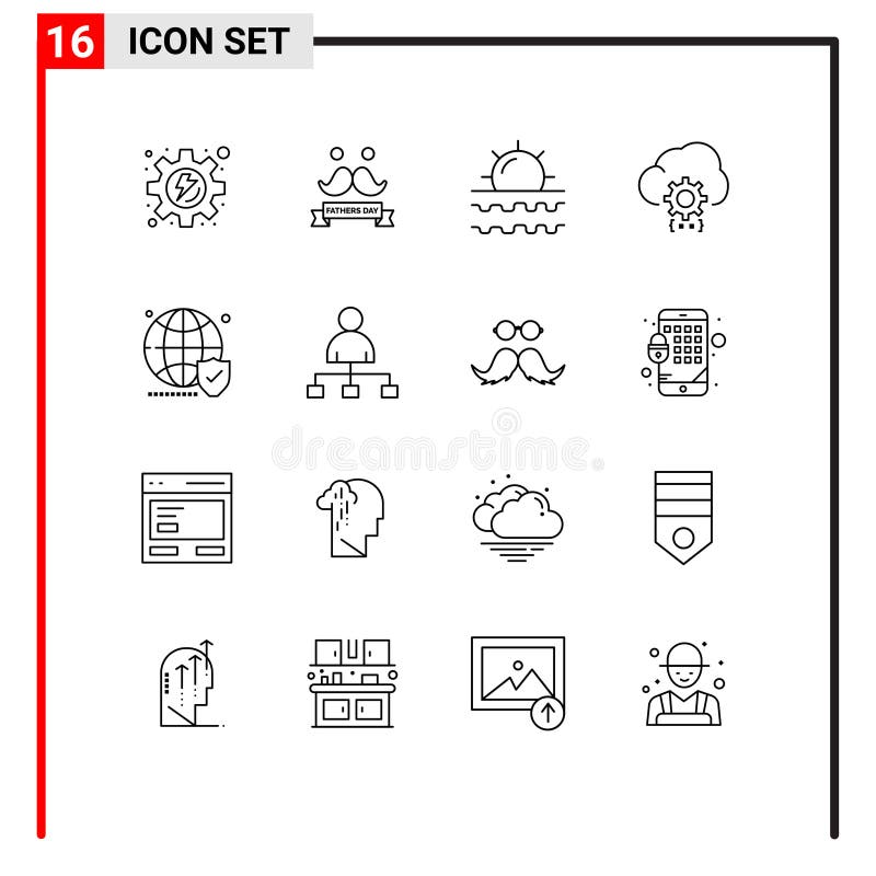 16 Thematic Vector Outlines and Editable Symbols of Globe, Development ...