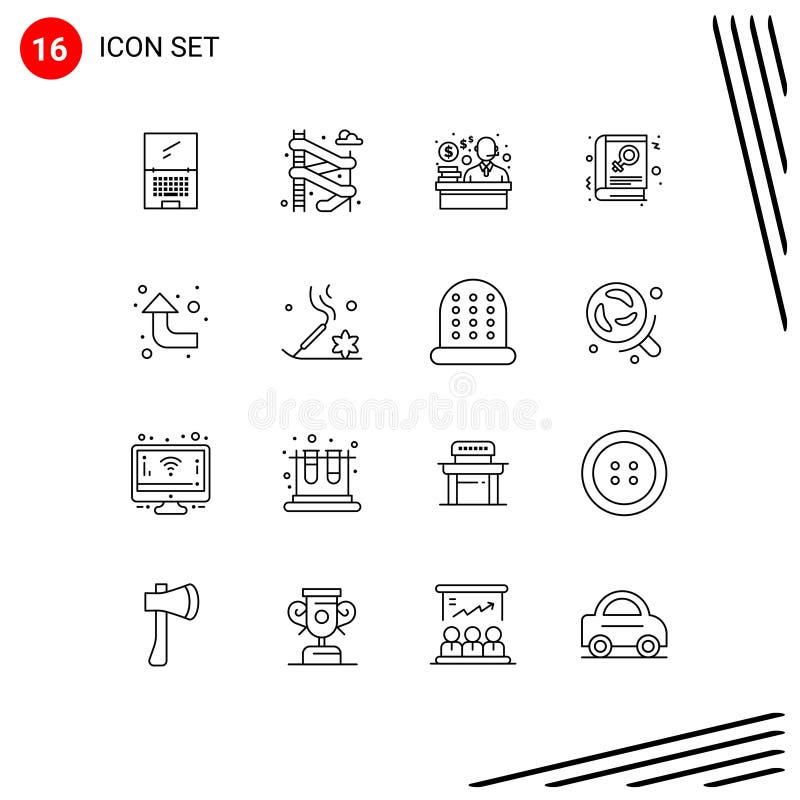 Stock Vector Icon Pack of 16 Line Signs and Symbols for Left, Arrows ...