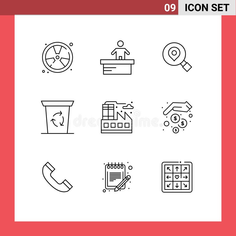 Pictogram Set of 9 Simple Outlines of Life, Journey, Worker, Been ...