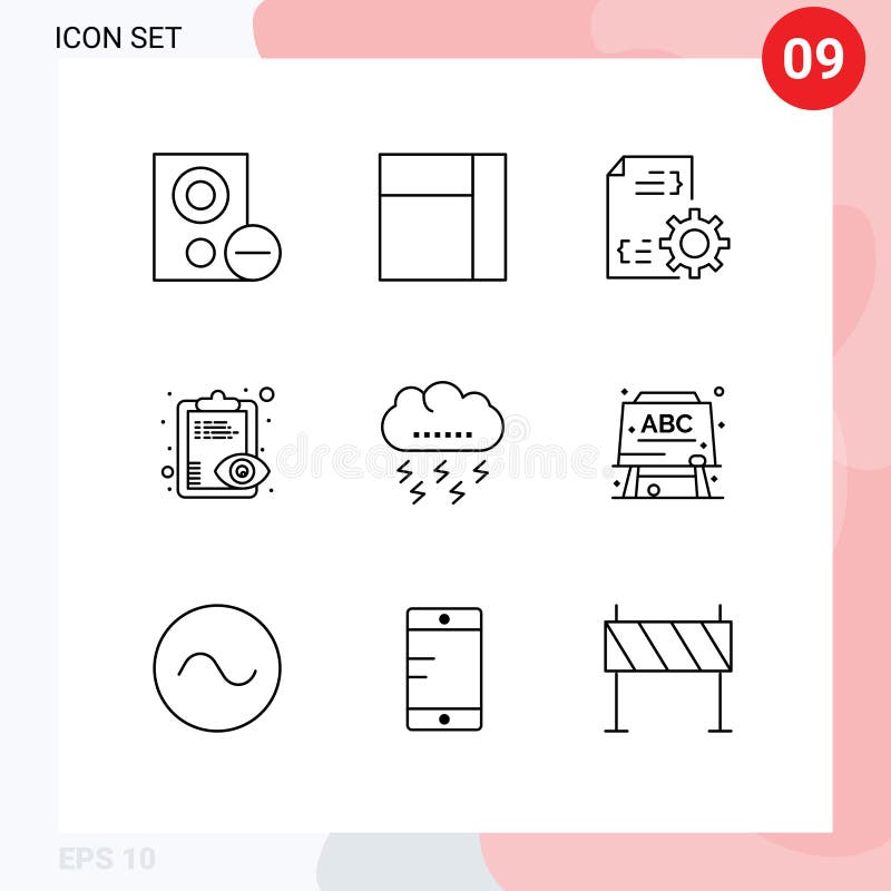 Stock Vector Icon Pack of 9 Line Signs and Symbols for Lightning ...