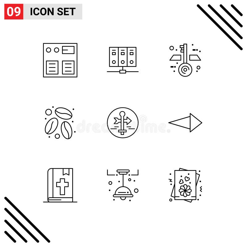 9 Universal Outline Signs Symbols of Map Pointer, Guide, Architecture ...