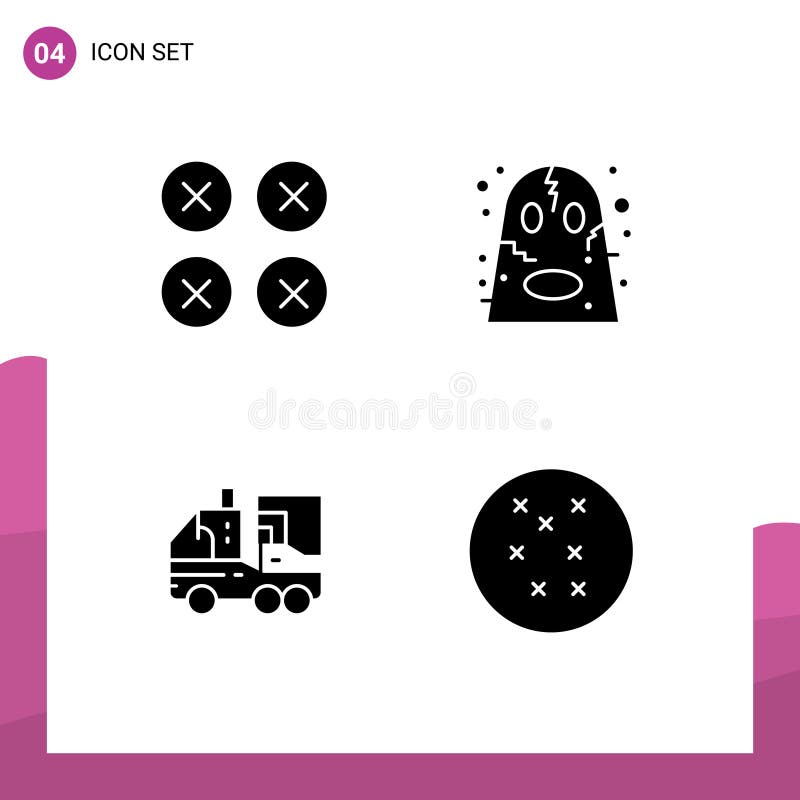 Pictogram Set of 4 Simple Solid Glyphs of Abstract, Artificial, Ui ...