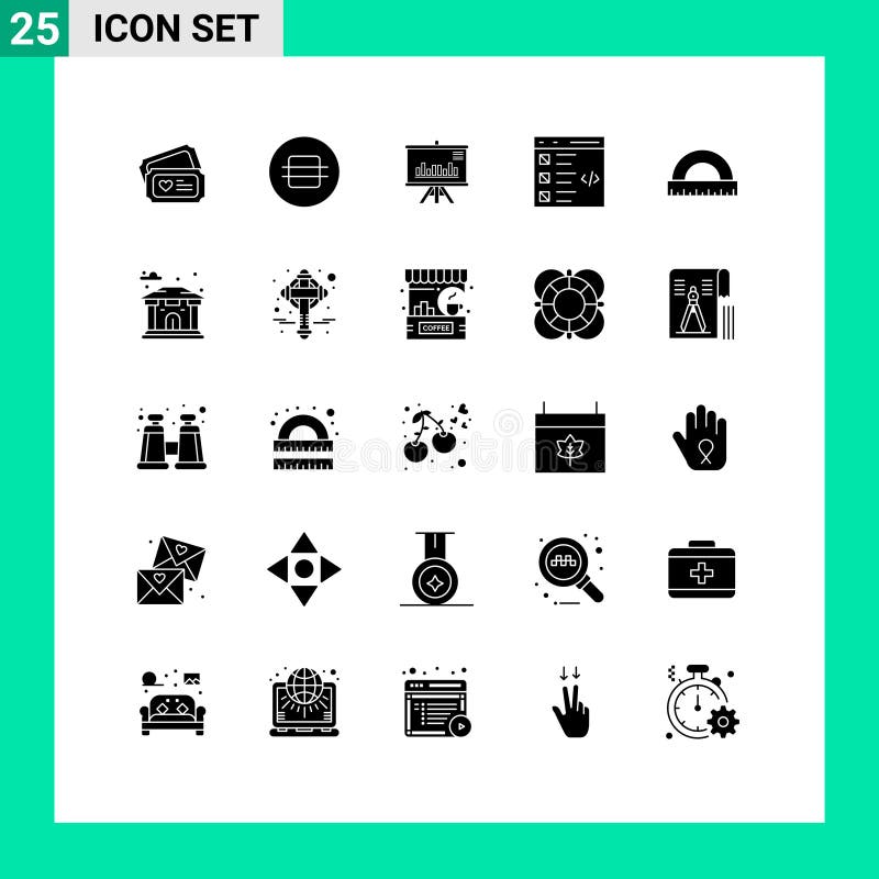 Pictogram Set of 25 Simple Solid Glyphs of Angle, Development ...