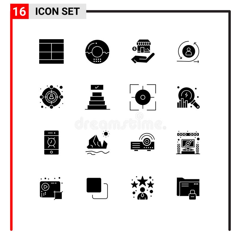 Pictogram Set of 16 Simple Solid Glyphs of Digital, Visiter, Food ...