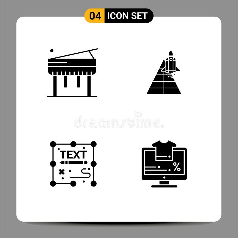 Pictogram Set of 4 Simple Solid Glyphs of Education, Creative, Space ...