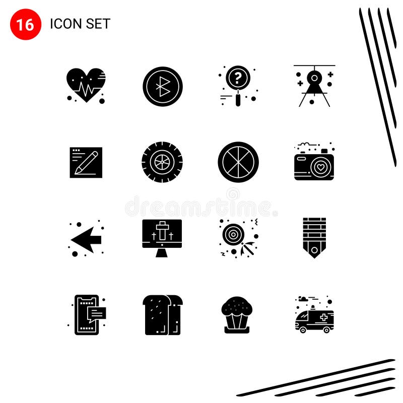 Set of 16 Modern UI Icons Symbols Signs for Education, Pencil, Search ...