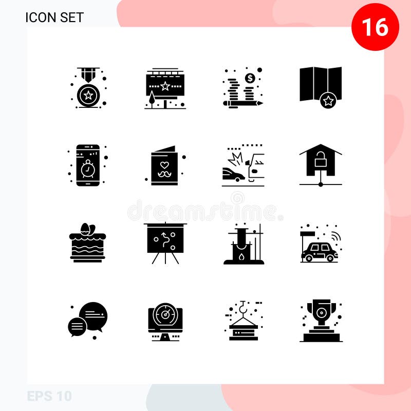Pictogram Set of 16 Simple Solid Glyphs of Mobile, App, Budget, Star ...