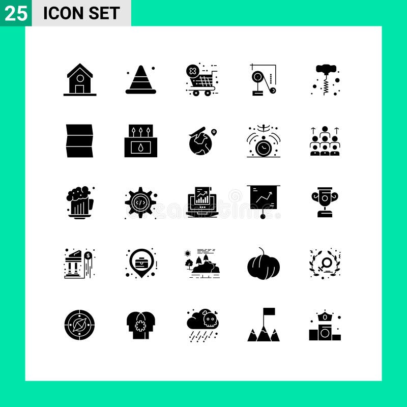 Pictogram Set Of 25 Simple Solid Glyphs Of Power Tools, Drill, Checkout ...