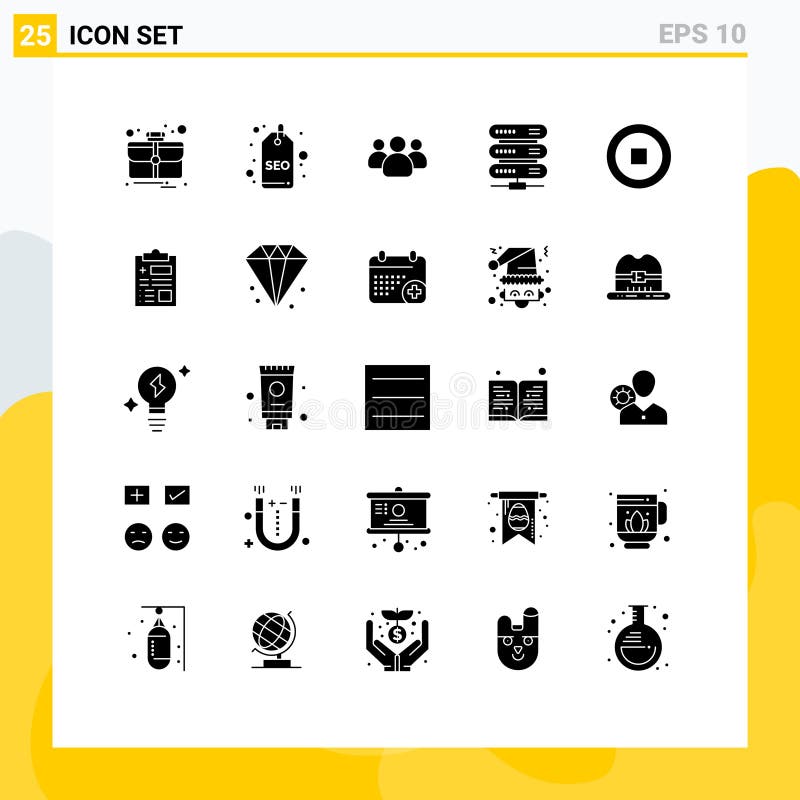 Pictogram Set of 25 Simple Solid Glyphs of User, Basic, Group, Storage ...