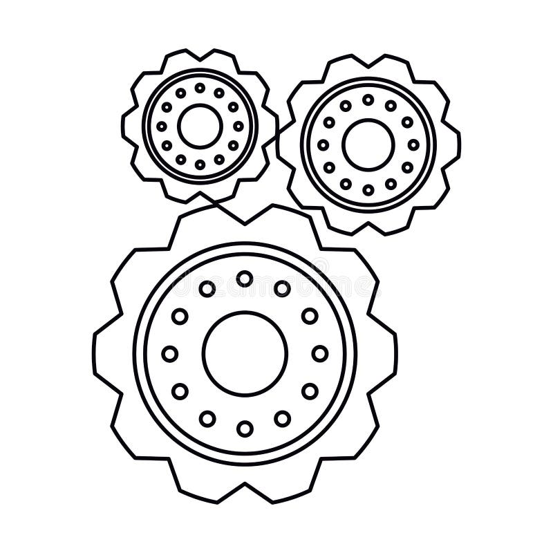 Pictogram Three Gear Wheel Engine Cog Icon Stock Vector - Illustration ...