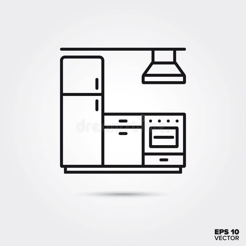 Pictogram Van De Kitchenette Het Vectorlijn Vector Illustratie ...