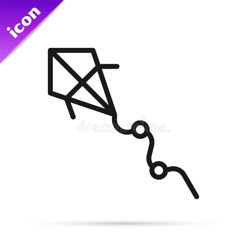 Pictogram Zwarte Lijnkite Geïsoleerd Op Witte Achtergrond. Vector ... Pictogram Zwarte Lijnkite Geïsoleerd Op Witte Achtergrond. Vector ...