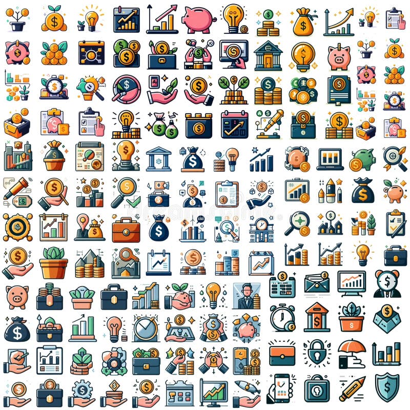 Pictogramas de finanzas stock de ilustración. Ilustración de modelo ...