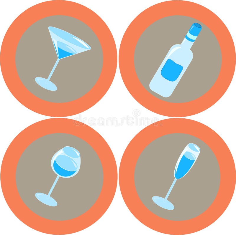 Pictogrammen 1 Van De Alcohol Stock Illustratie - Illustration of ...