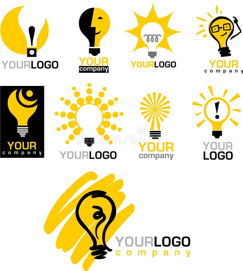 Pictogrammen En Emblemen Van Gloeilamp Vector Illustratie ...