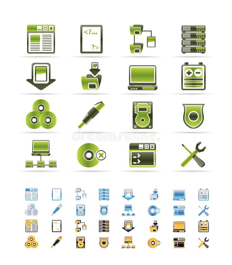 Pictogrammen Van De Computer Van De Server De Zij Vector Illustratie ...