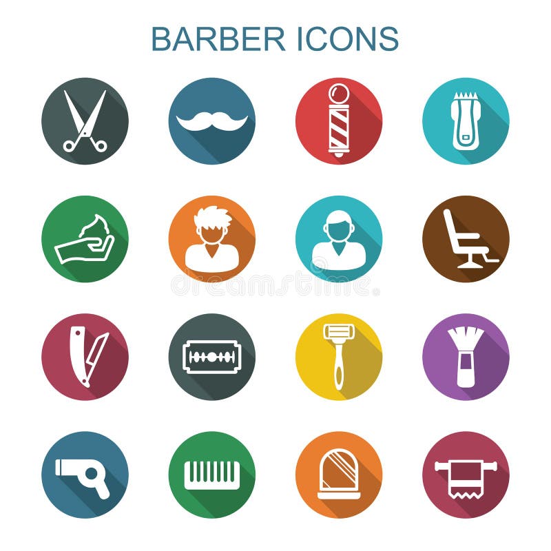 Barber long shadow icons vector illustratie. Illustration of ...