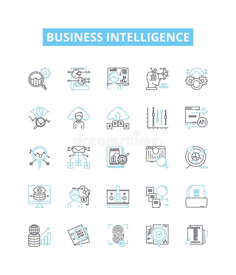 Lineaire Pictogrammen Voor Business Intelligence. Analyse Die ...