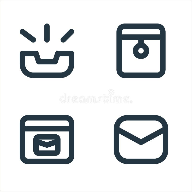 Pictogrammen Voor E-mailregels. Lineaire Set. Kwaliteitsvectorlijnset ...