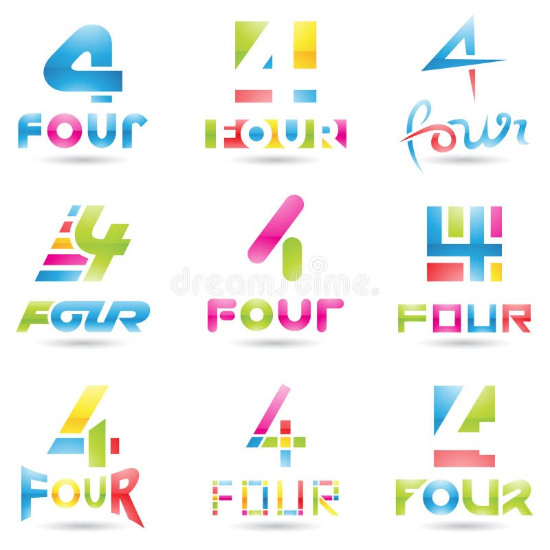 Pictogrammen voor Nummer 4 vector illustratie. Illustration of ...