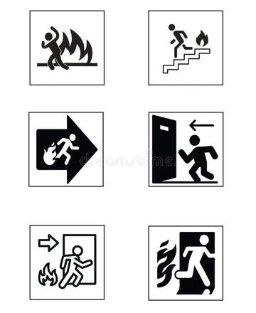 Pictograms Featuring Fire Evacuations. Stock Illustration ...
