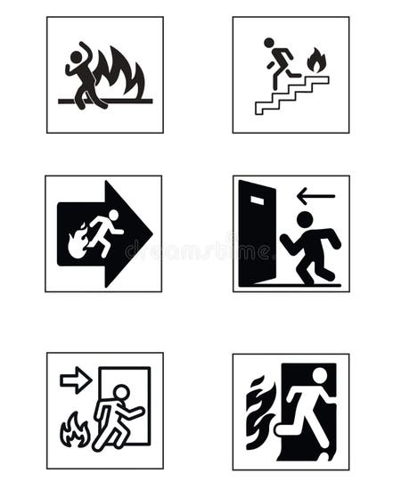 Pictograms Featuring Fire Evacuations. Stock Illustration ...