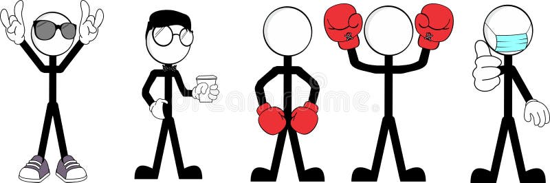 Pictograms Stick Man Character Cartoon Set Collection Stock Vector ...