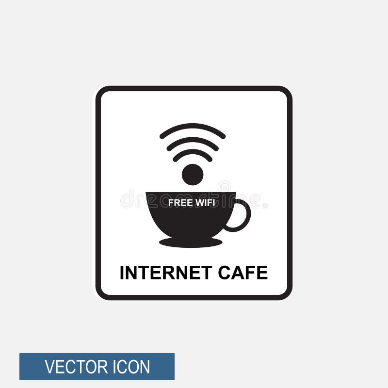 Pictograph with Cup of Coffee and Text Free Wifi for Internet Cafe ...