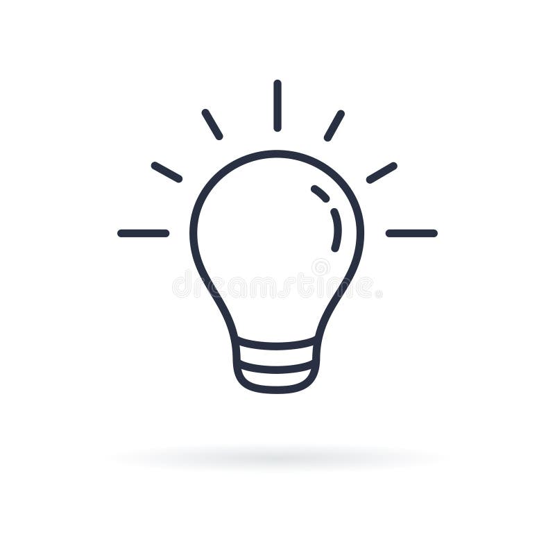 Pictograph of Light Bulb. Lamp Line Icon on White Background Stock ...