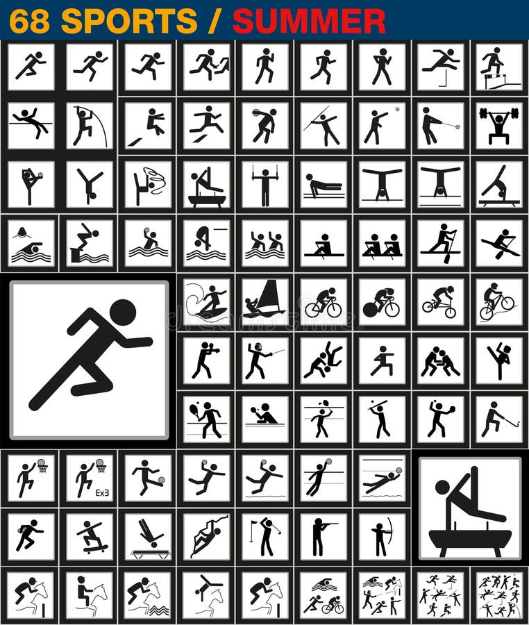 Icons of All Sporting Disciplines, Practiced for Summer Games. Stock ...