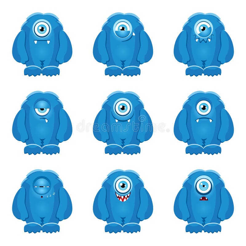 Monster emoji sticker pack stock illustration. Illustration of ...