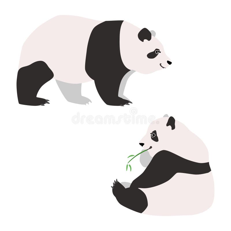 Vector Silhouette Of Two Pandas. Vector Illustration Stock Vector ...