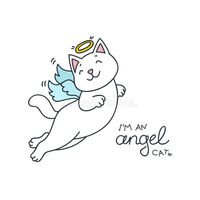 I`m an angel cat stock vector. Illustration of greeting - 181239167