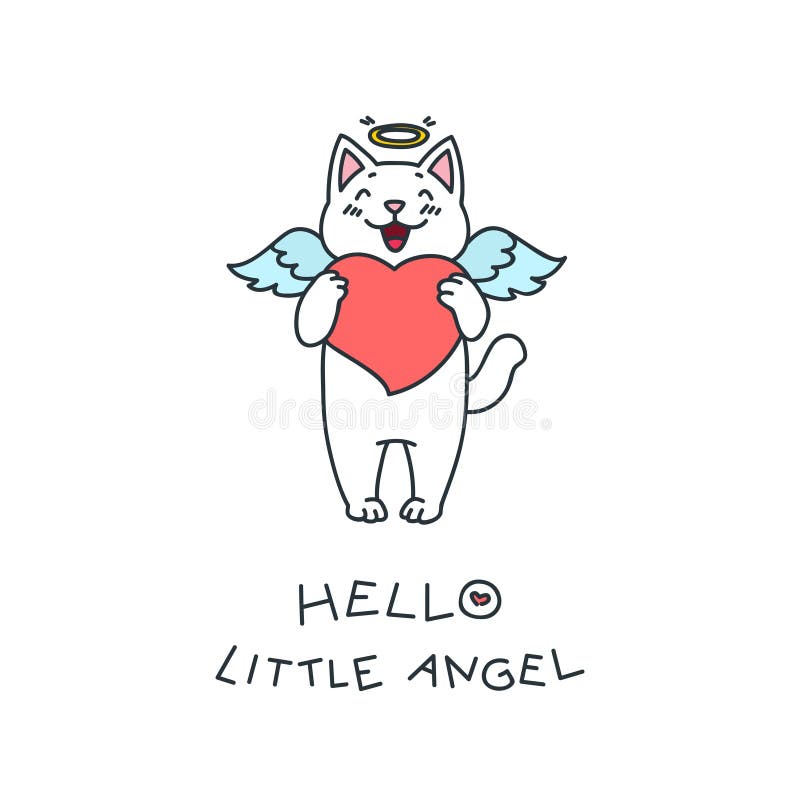 Hello little angel stock vector. Illustration of happy - 181239196