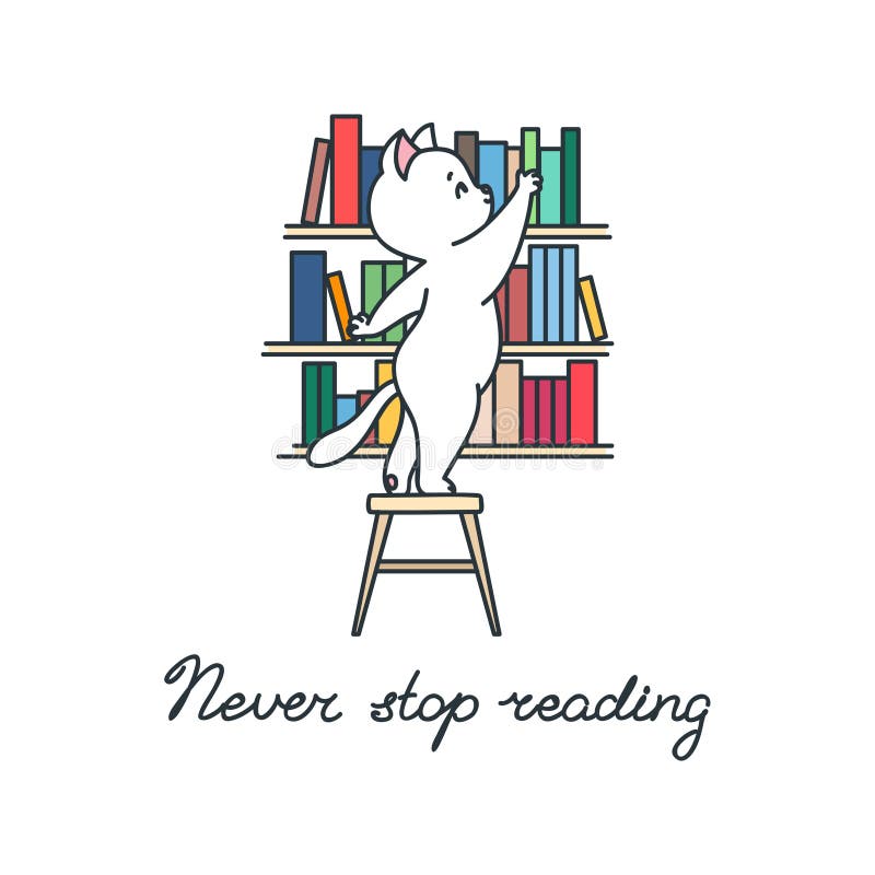 Never stop reading stock vector. Illustration of bookstore - 181742293