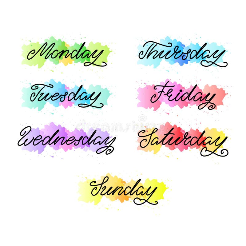 Days of the week stock vector. Illustration of hand - 184857253