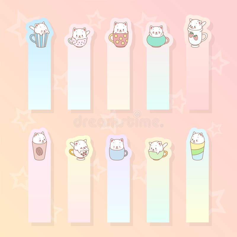 Kawaii Notebook Page Template Stock Vector - Illustration of frame ...