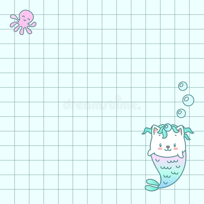 Kawaii Notebook Page Template Stock Vector - Illustration of frame ...