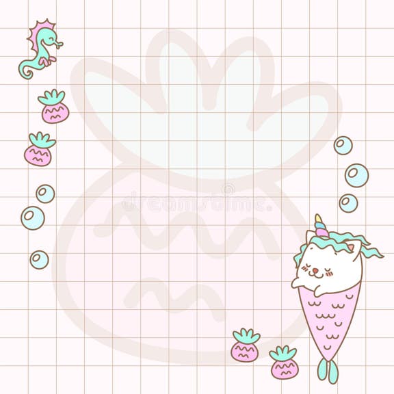 Kawaii Notebook Page Template Stock Vector - Illustration of kawaii ...