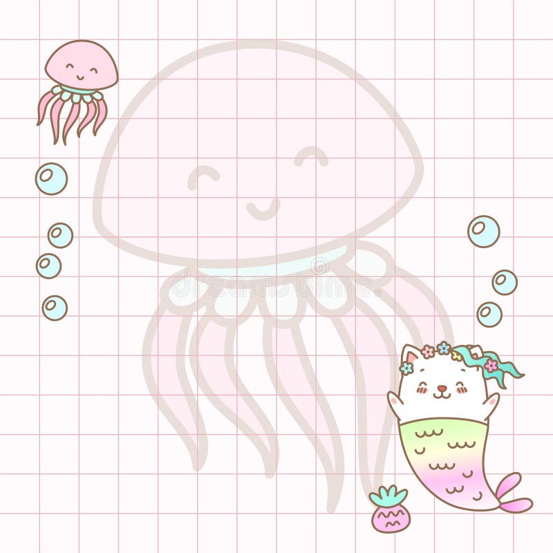 Kawaii Notebook Page Template Stock Vector - Illustration of ...