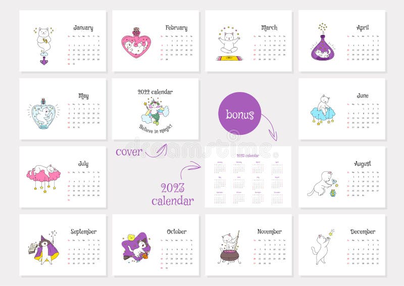 Magic Calendar 2022. Template with Hands and Celestial Elements ...