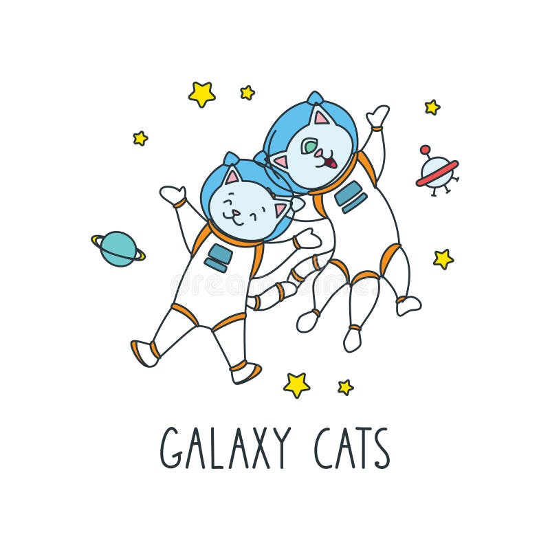 Galaxy cats stock vector. Illustration of galactic, doodle - 243586373