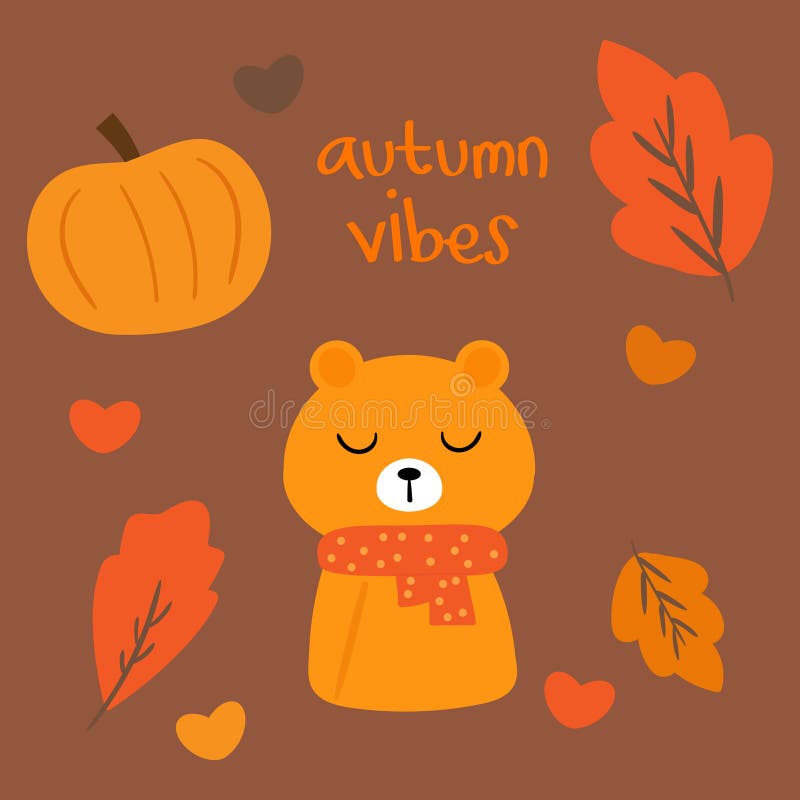 Cartoon Set of Fall Autumn Vibes Sticker Set Stock Vector ...