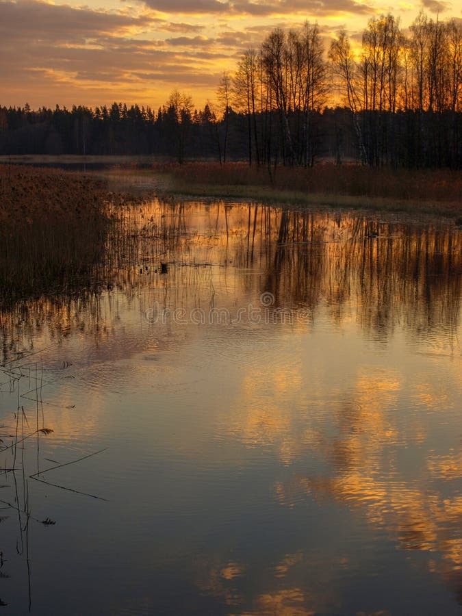 Picture with Abstract and Colorful Sky Reflections in Water, Stock ...