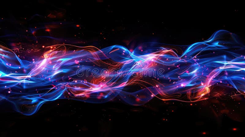 Picture of Abstract Sparkling Red and Blue Line Light Striking in Space ...