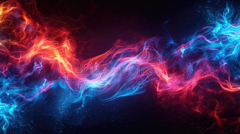 Picture of Abstract Sparkling Red and Blue Line Light Striking in Space ...