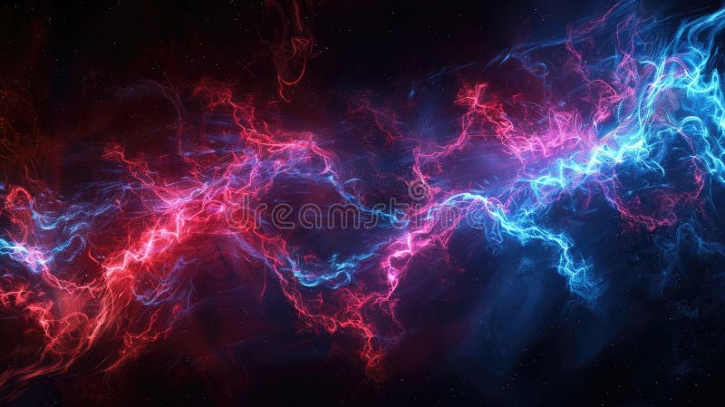 Picture of Abstract Sparkling Red and Blue Line Light Striking in Space ...